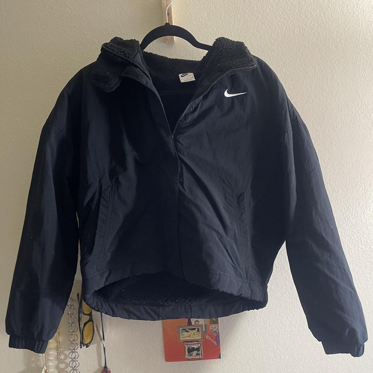 Nike zip up jacket with Sherpa collar #nike - Depop