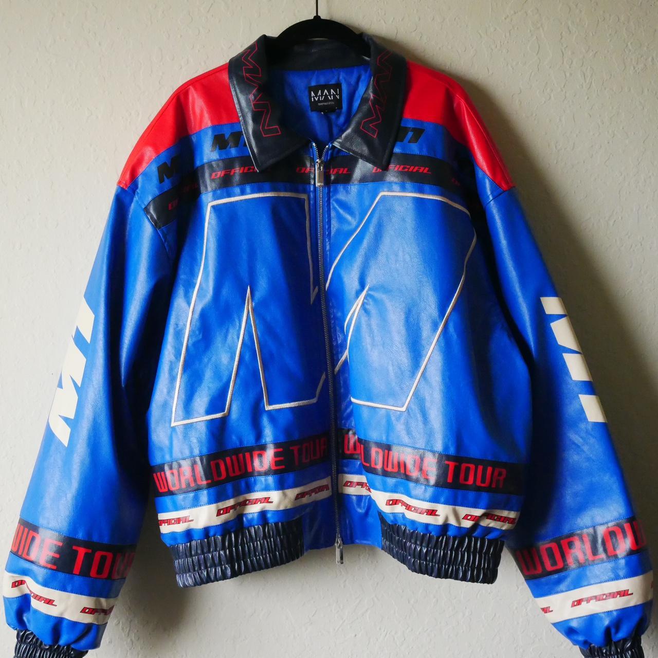 Boohoo Men's Blue and Red Jacket | Depop
