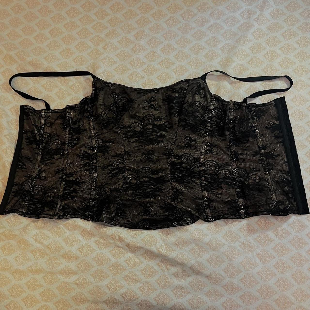 On Gossamer Women's Black and Cream Corset | Depop