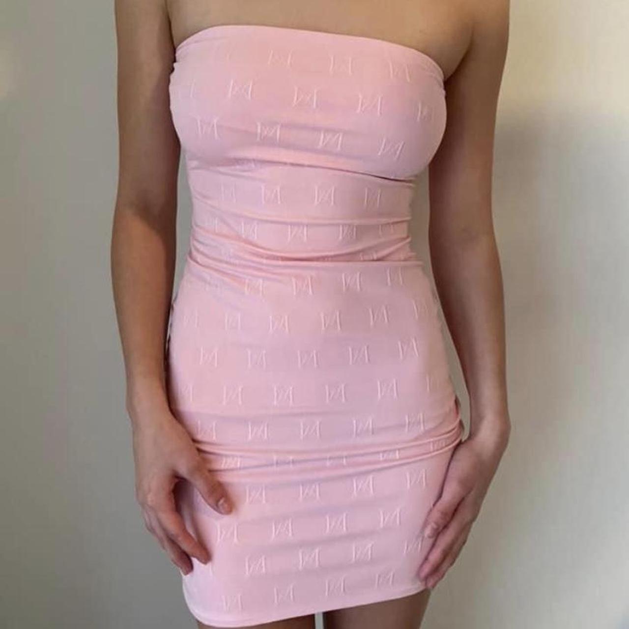 Pink strapless dress size S - Depop