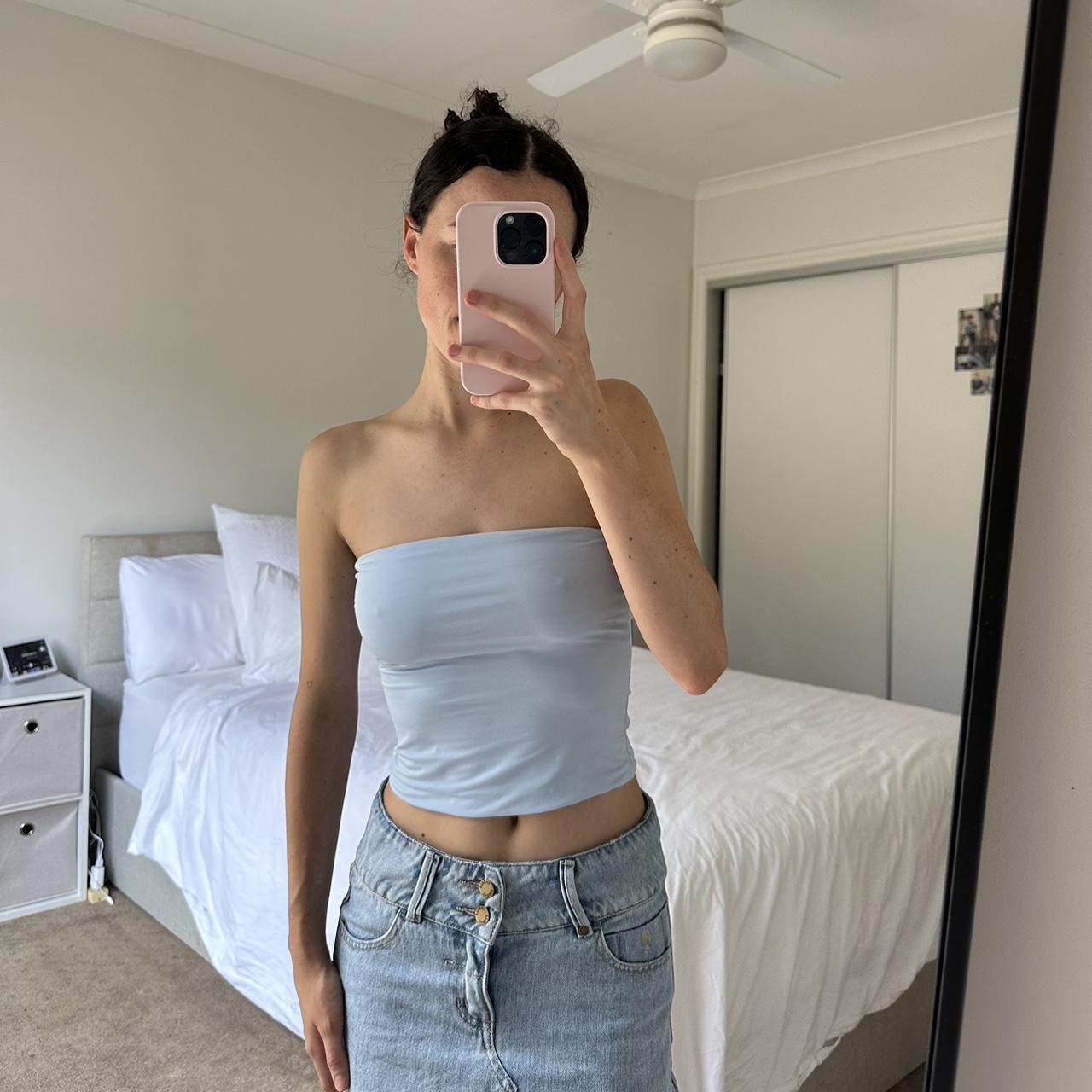 Blue tube top 🩵 Size 6 Stretchy material - Depop