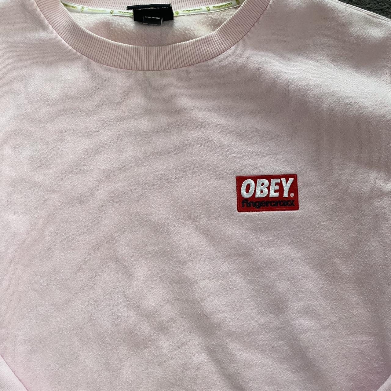 OBEY x FINGERCROXX PULLOVER JUMPER PINK SIZE XL - Depop