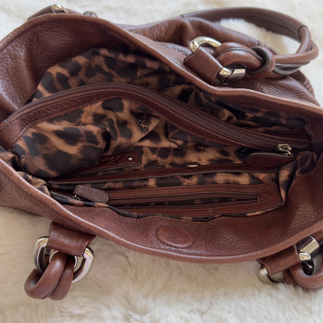 Makowsky brown leather handbag, unusual design, with... - Depop