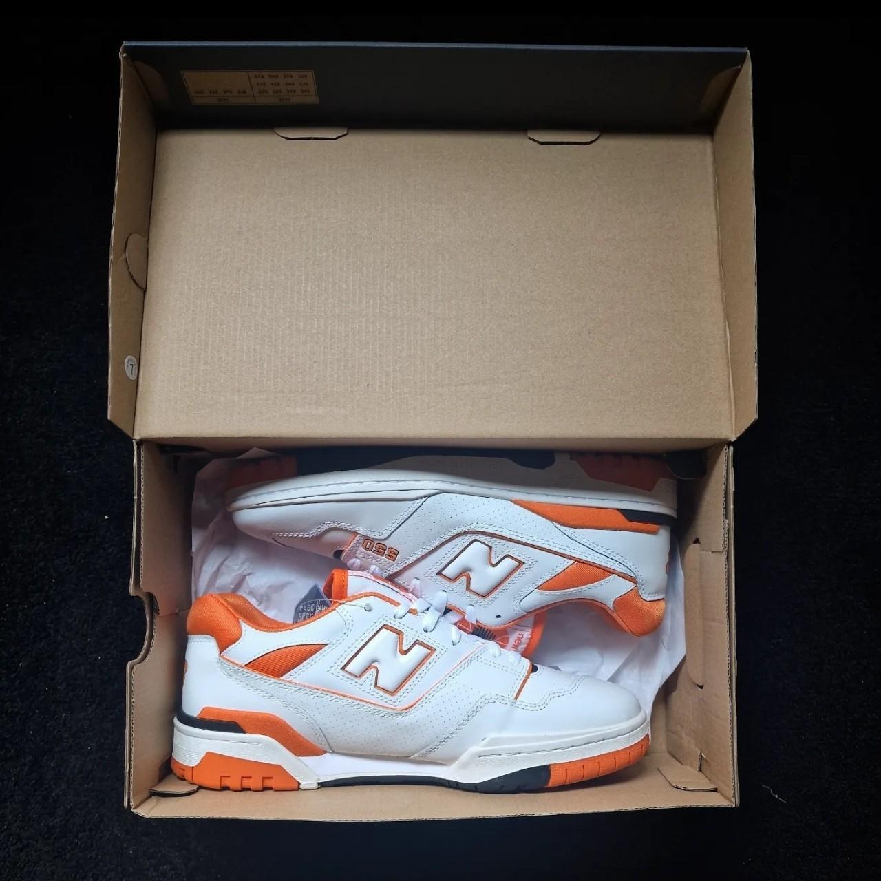 New Balance Men's White and Orange Trainers | Depop