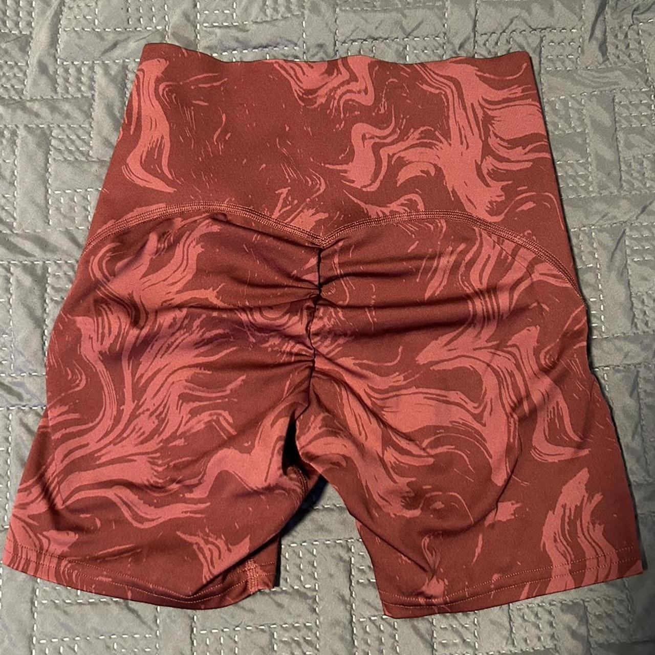 Gymshark Women's Burgundy and White Shorts | Depop