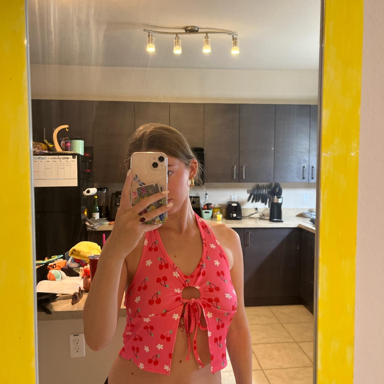 CHERRY TANK TOP •cherry tank top •halter... - Depop