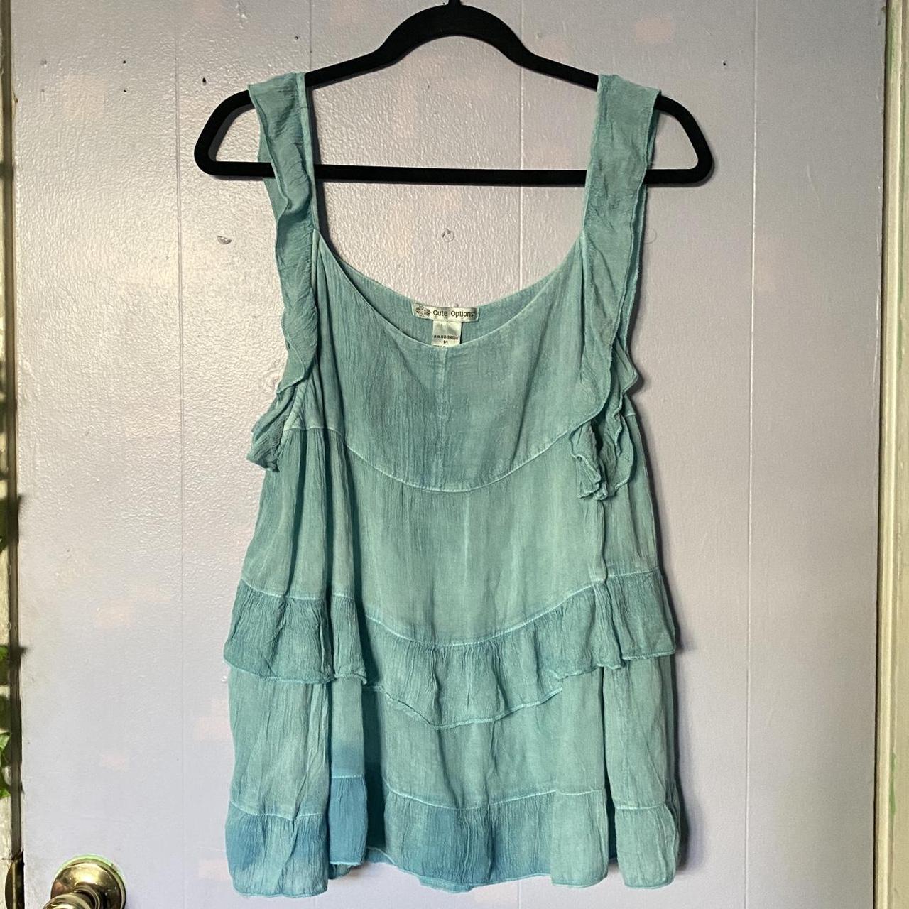 light blue tiered ruffle tank top size medium but... - Depop