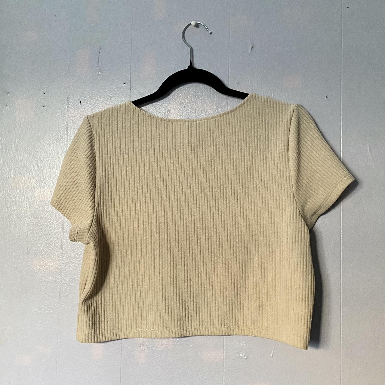 tan crop top with butterfly detail in the middle... - Depop