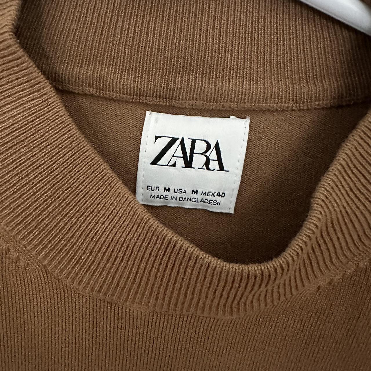 brown Zara turtle neck t-shirt barley worn nice... - Depop