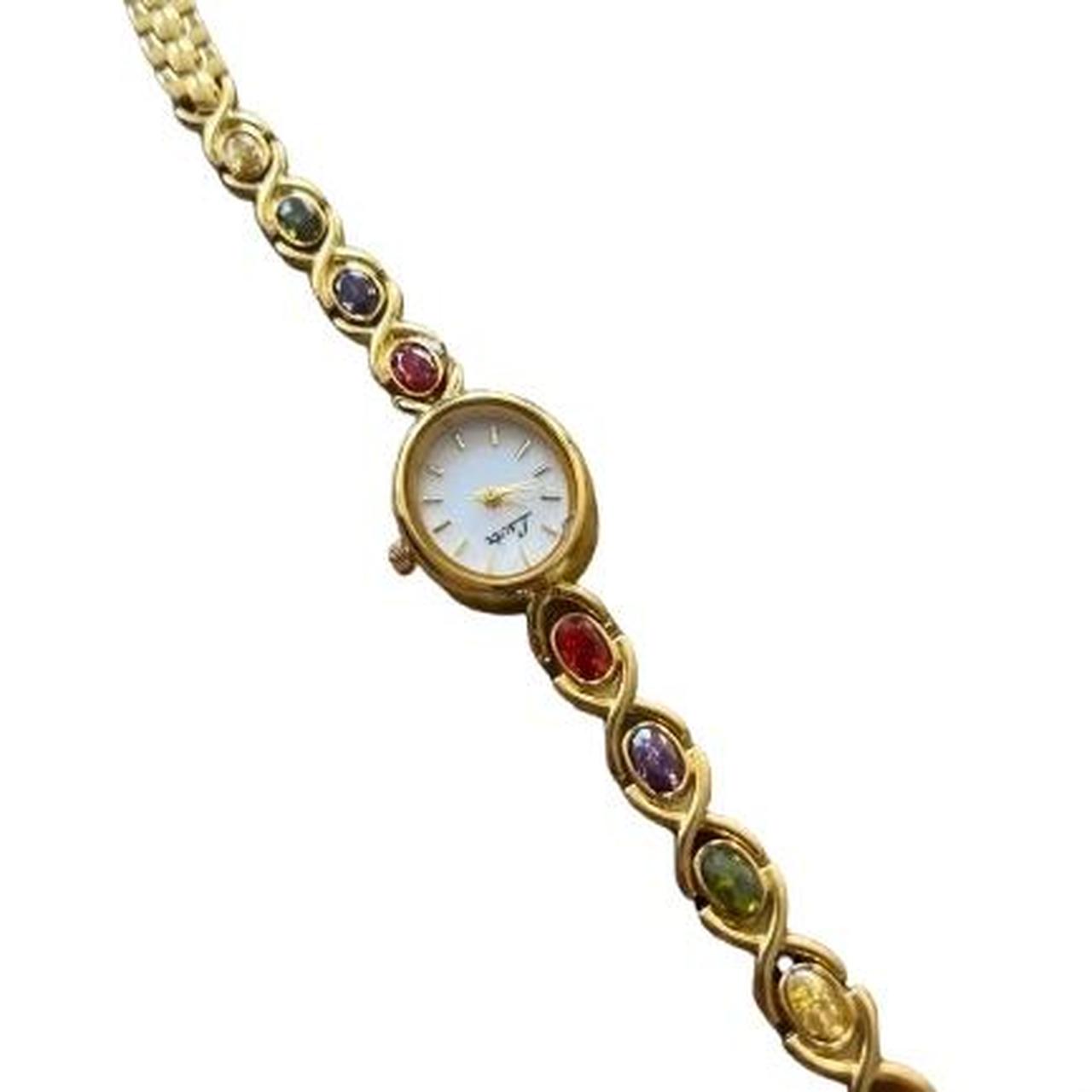 Gold gemstone mini watch for woman never used still... - Depop