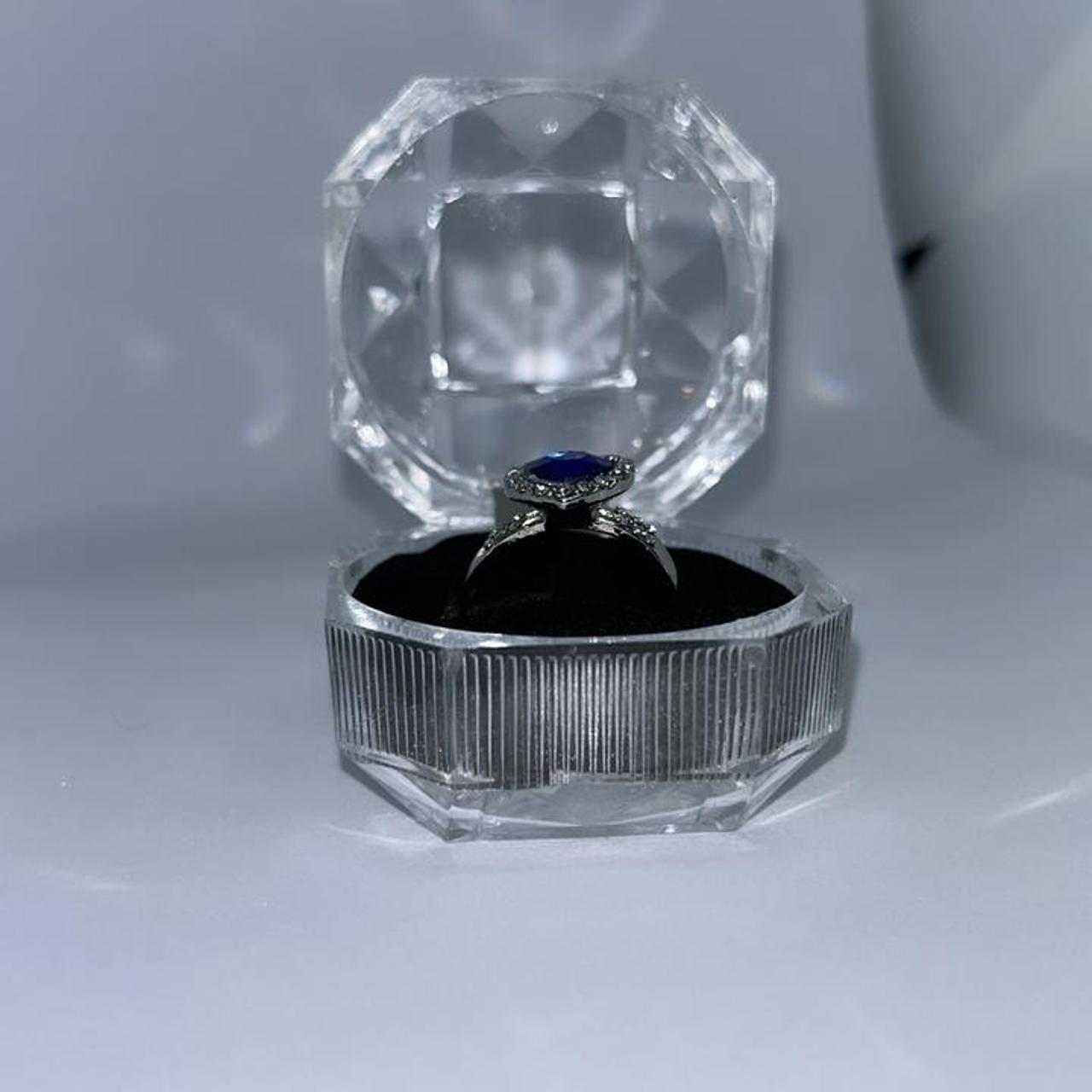 Cute silver ring with sapphire blue gem 💎... - Depop