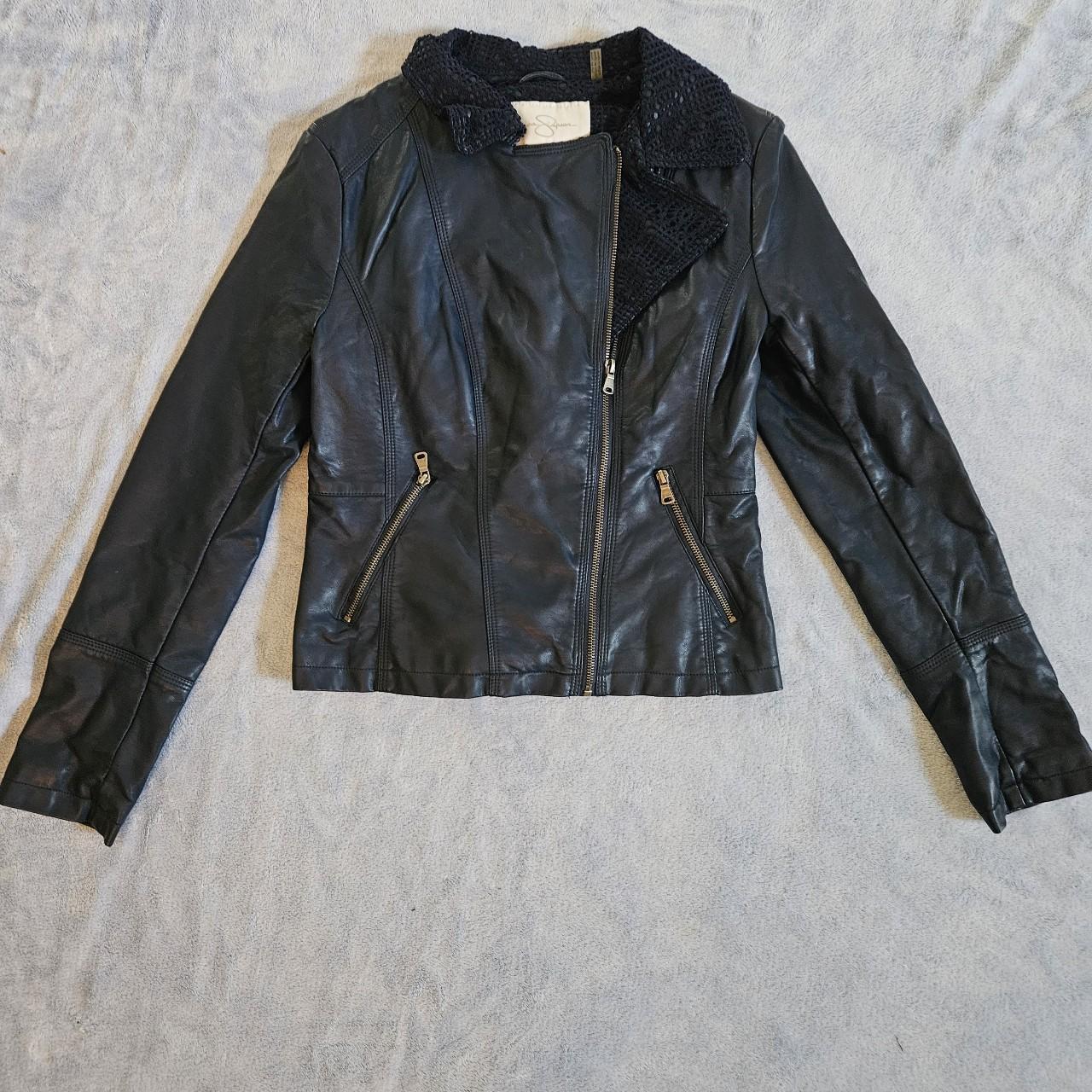 Women's Small Jessica Simpson Leather Jacket with... - Depop