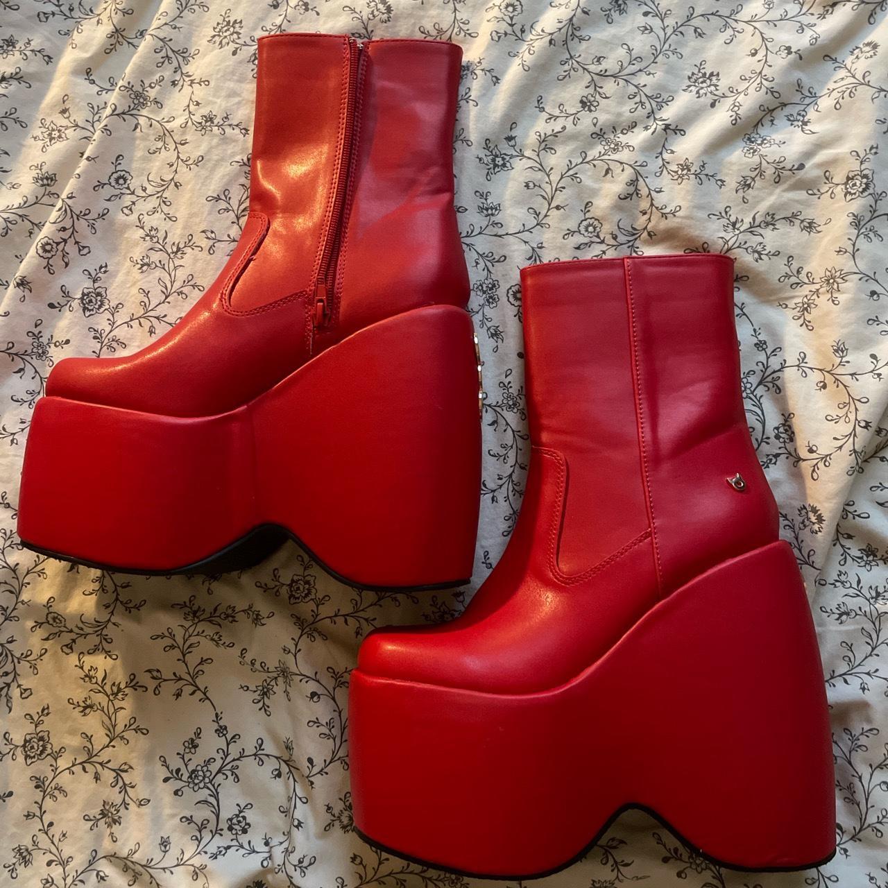 hottest red platform boots never worn 5 inch platform | Depop