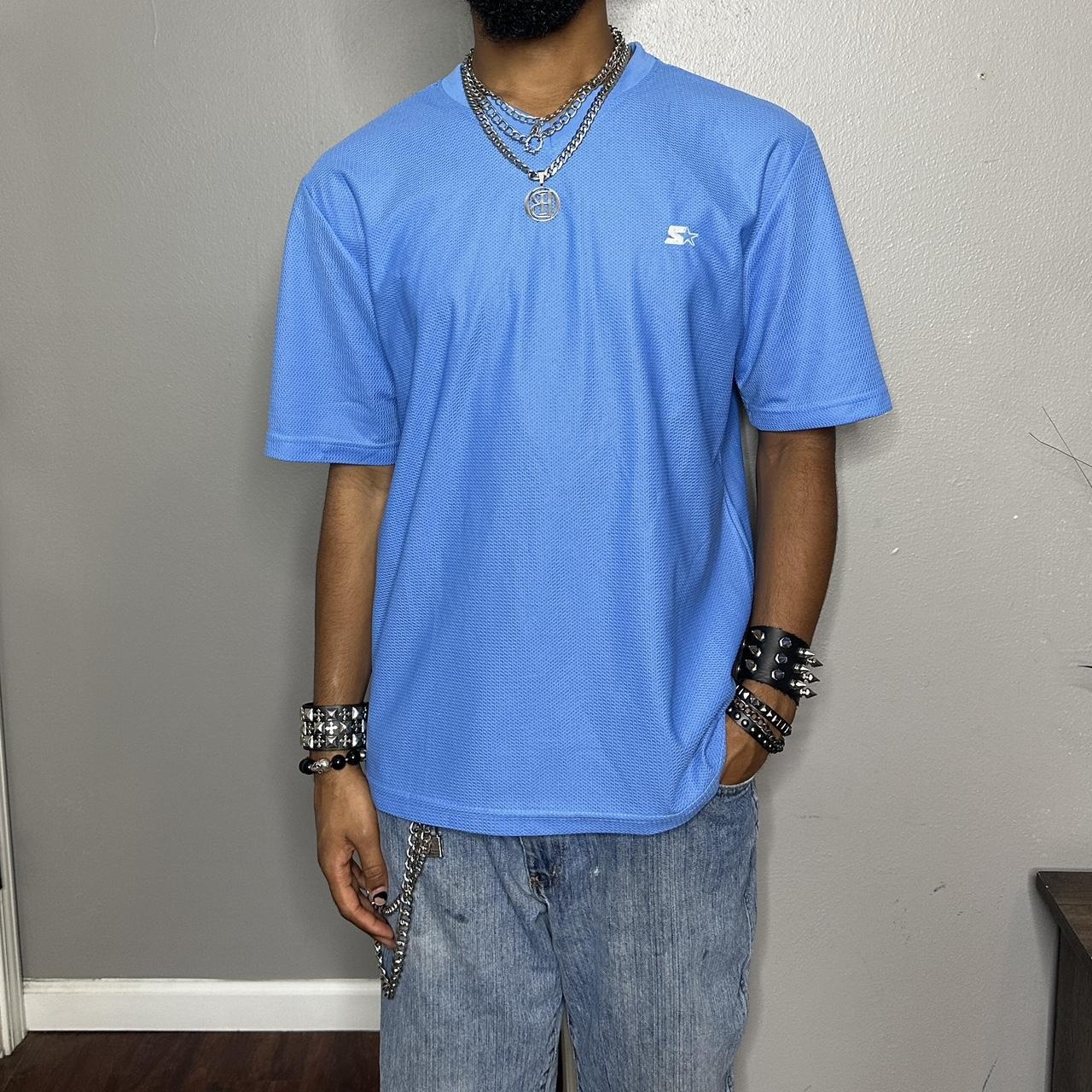 blue start mesh shirt size: large measurements... | Depop