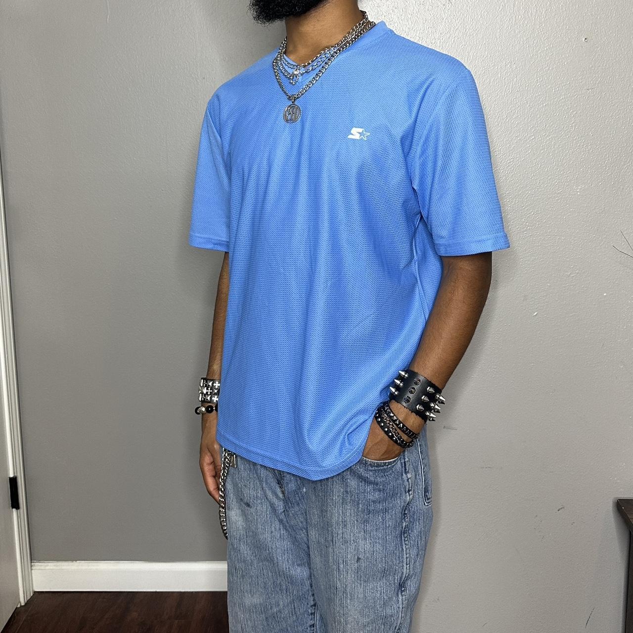 blue start mesh shirt size: large measurements... | Depop