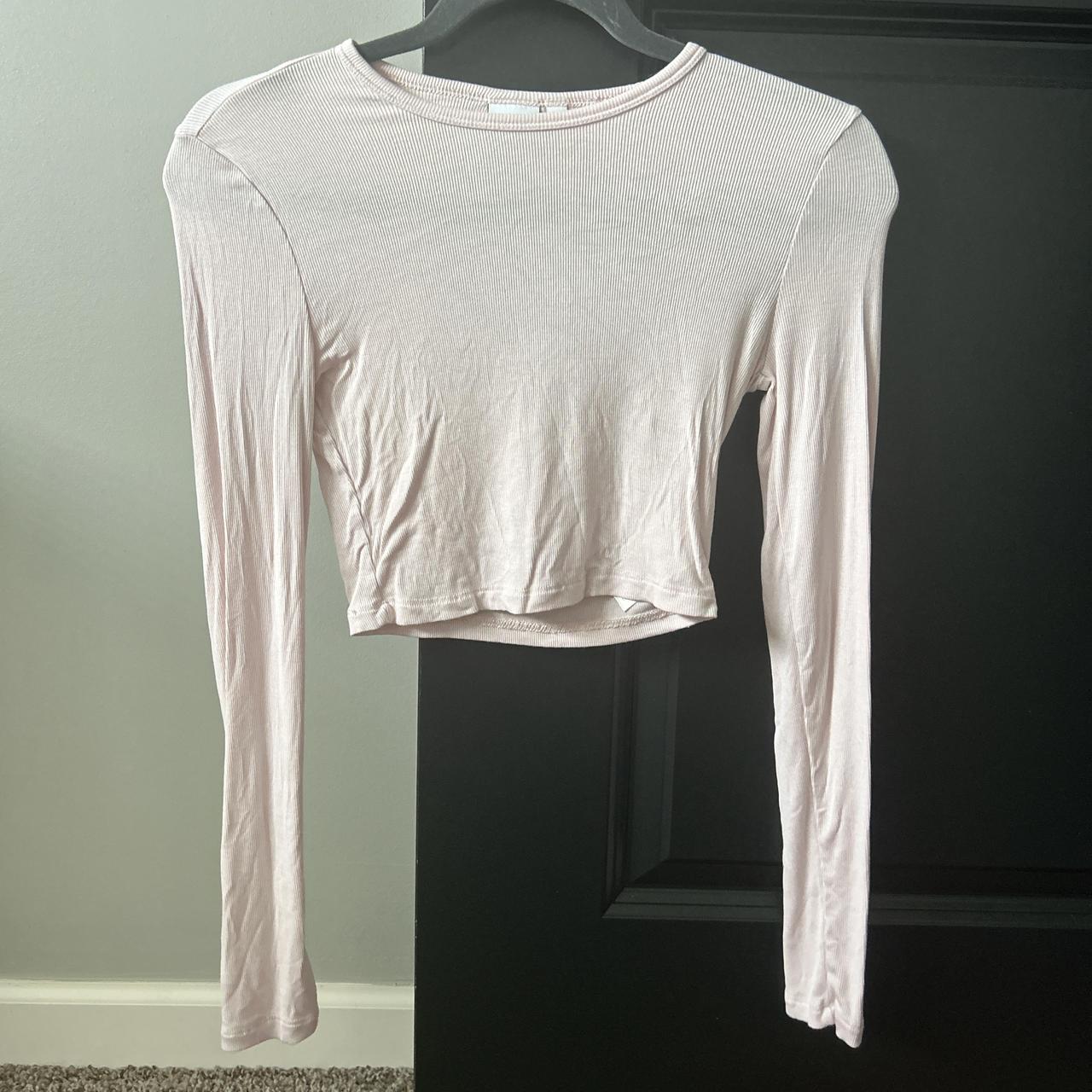 Sunday best pink ribbed long sleeve Thin stretchy... | Depop