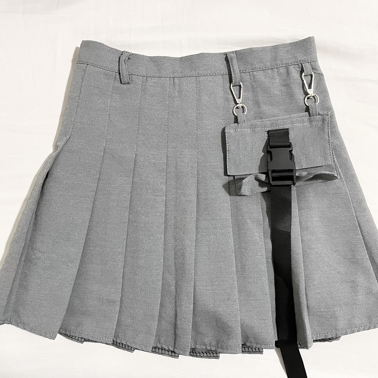 acubi grey pleated skirt • size: small cute pleated... - Depop