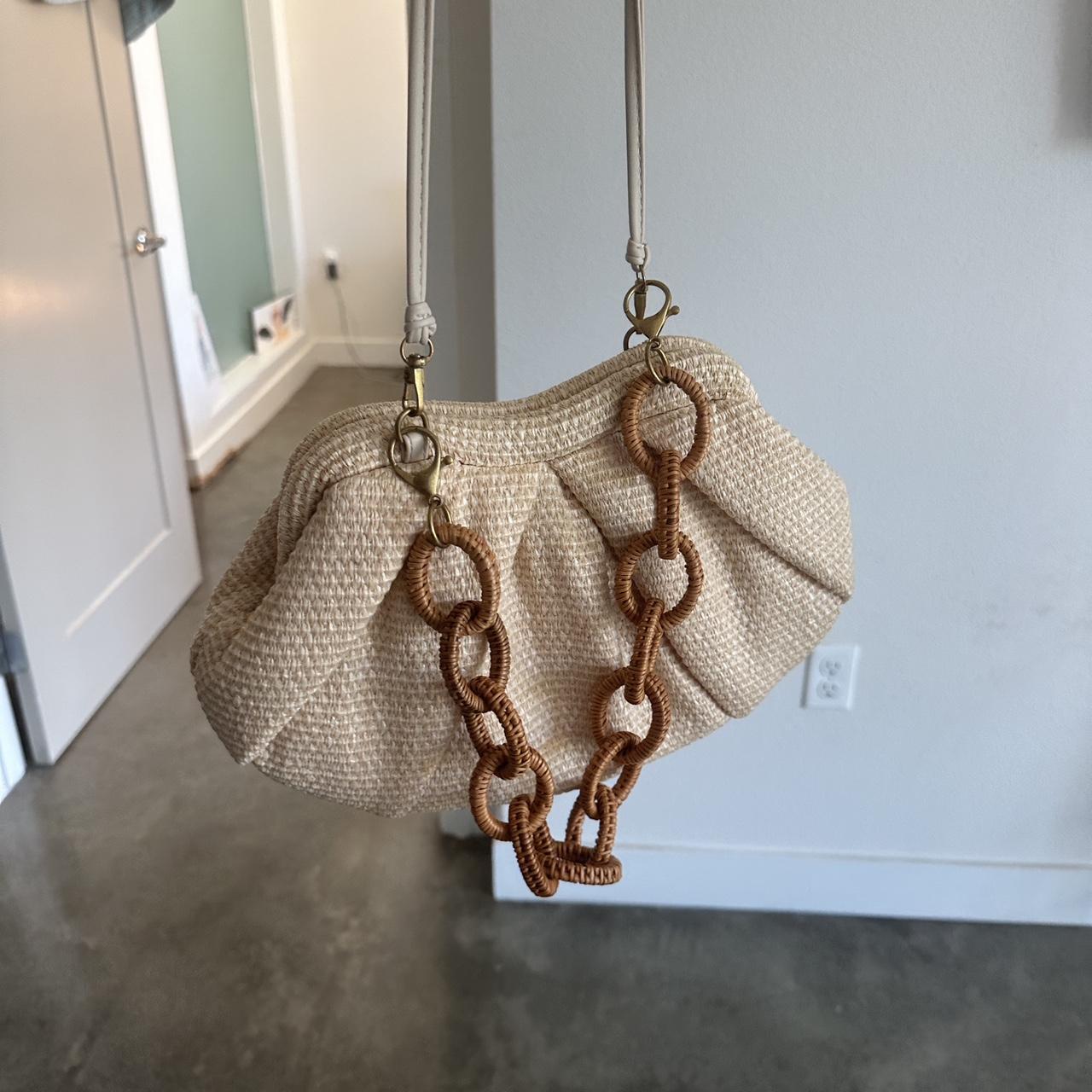 Zara Beachy Style Purse Tan and crème color Inside... - Depop