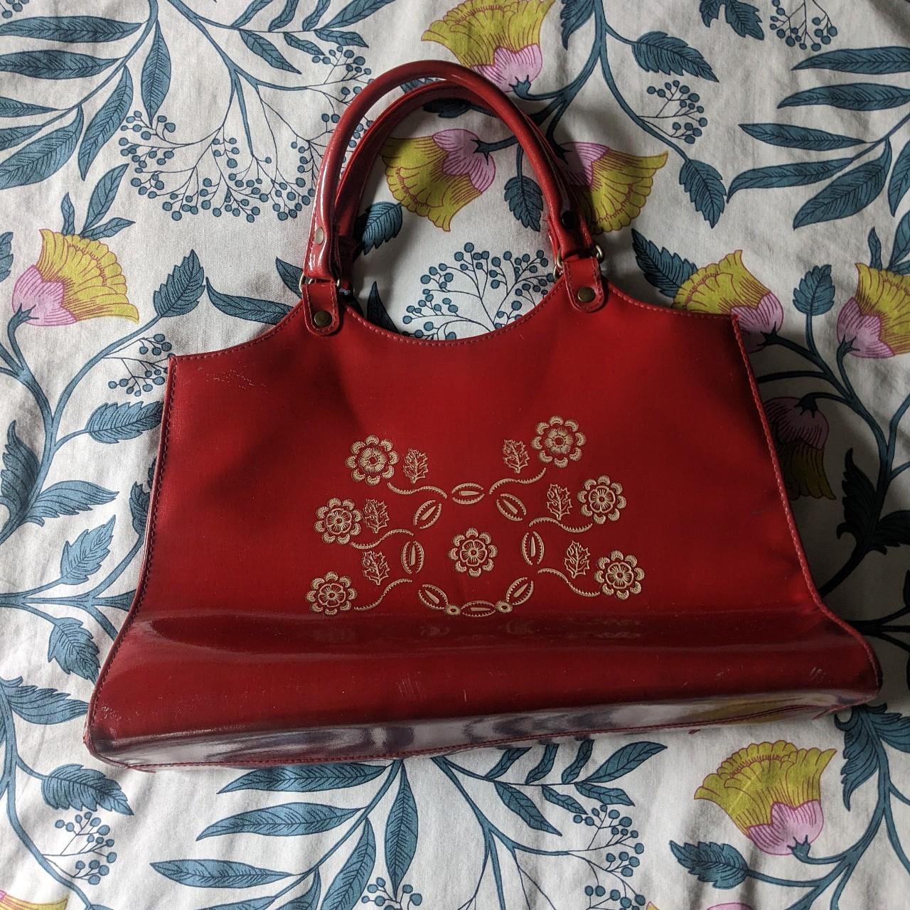 Red vintage flower purse, some scuff marks, not... - Depop