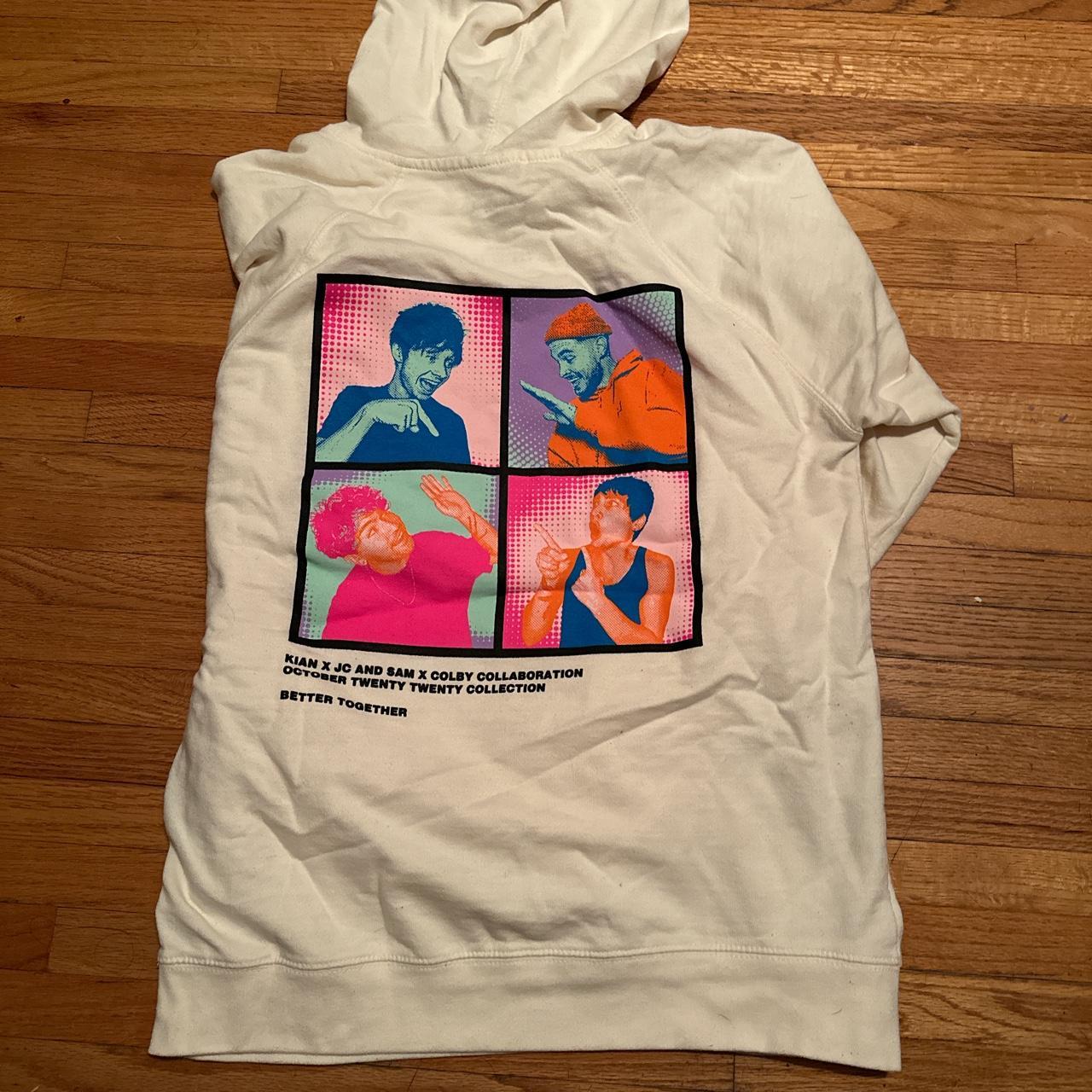 Beige Hoodie KnJ x Sam and Colby Merch Size... - Depop