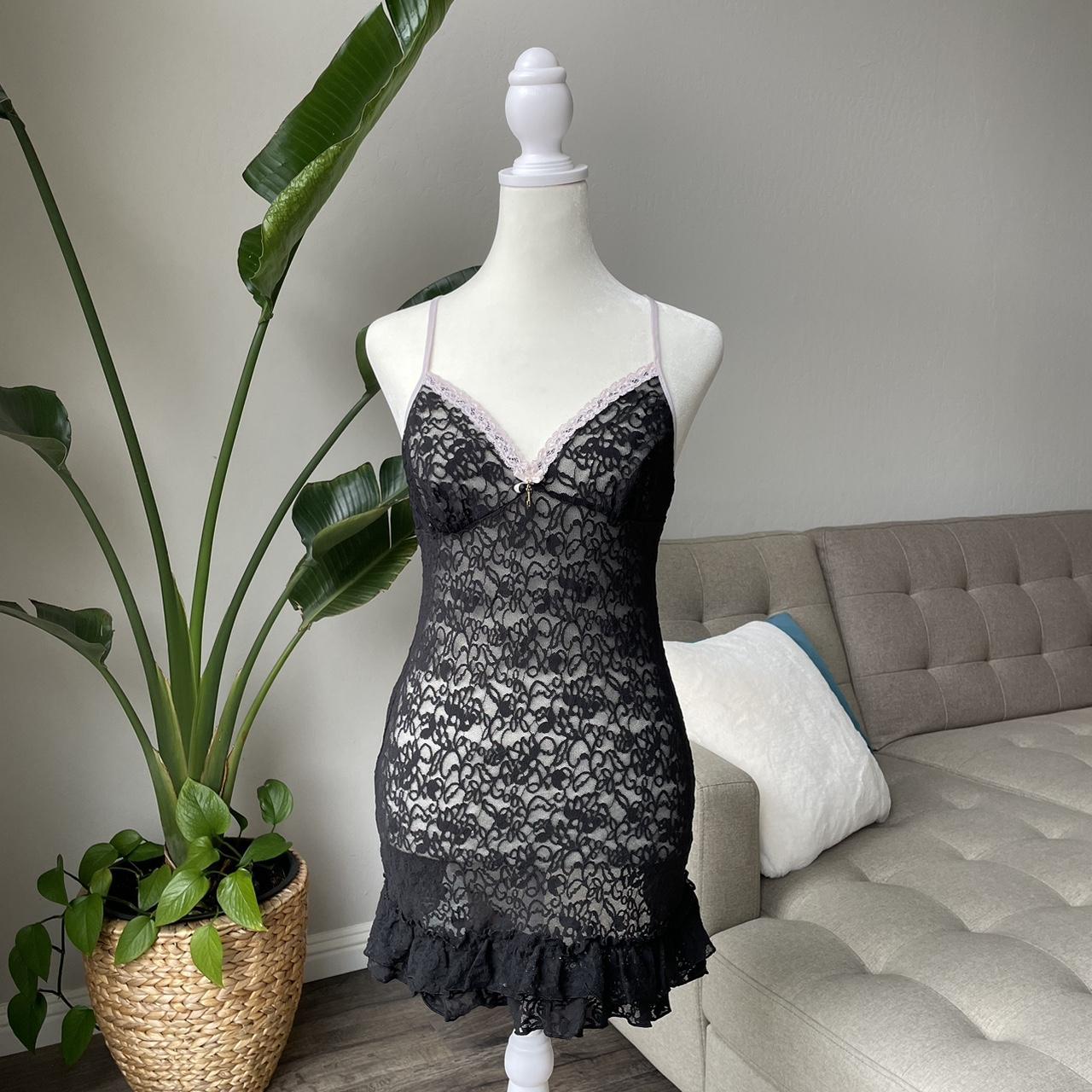 Victoria’s Secret Pink Laced Black Lace Dress -🚨pls - Depop