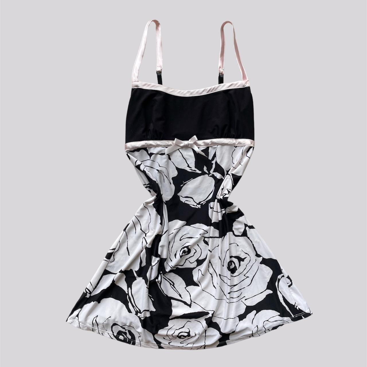 Intimo Women's Black and White Dress | Depop