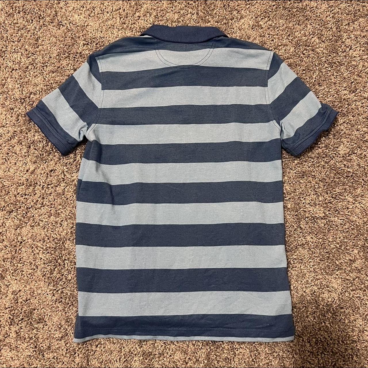 Light and Dark Blue Striped Izod Polo Shirt! Size:... - Depop