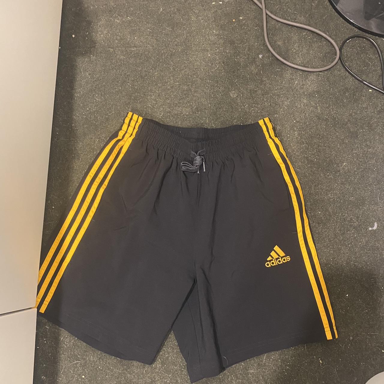baggy fit adidas jorts in yellow and black #jorts... - Depop