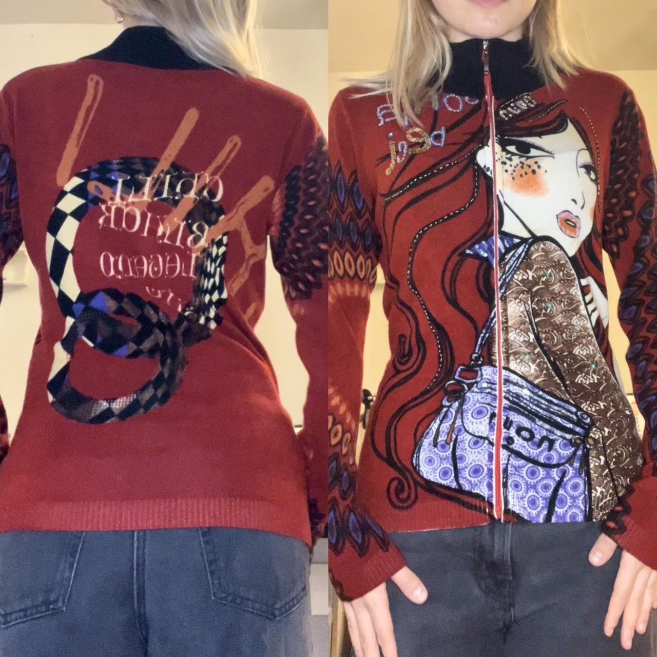 Ness graphic knit zip up sweater Instant buy is... - Depop