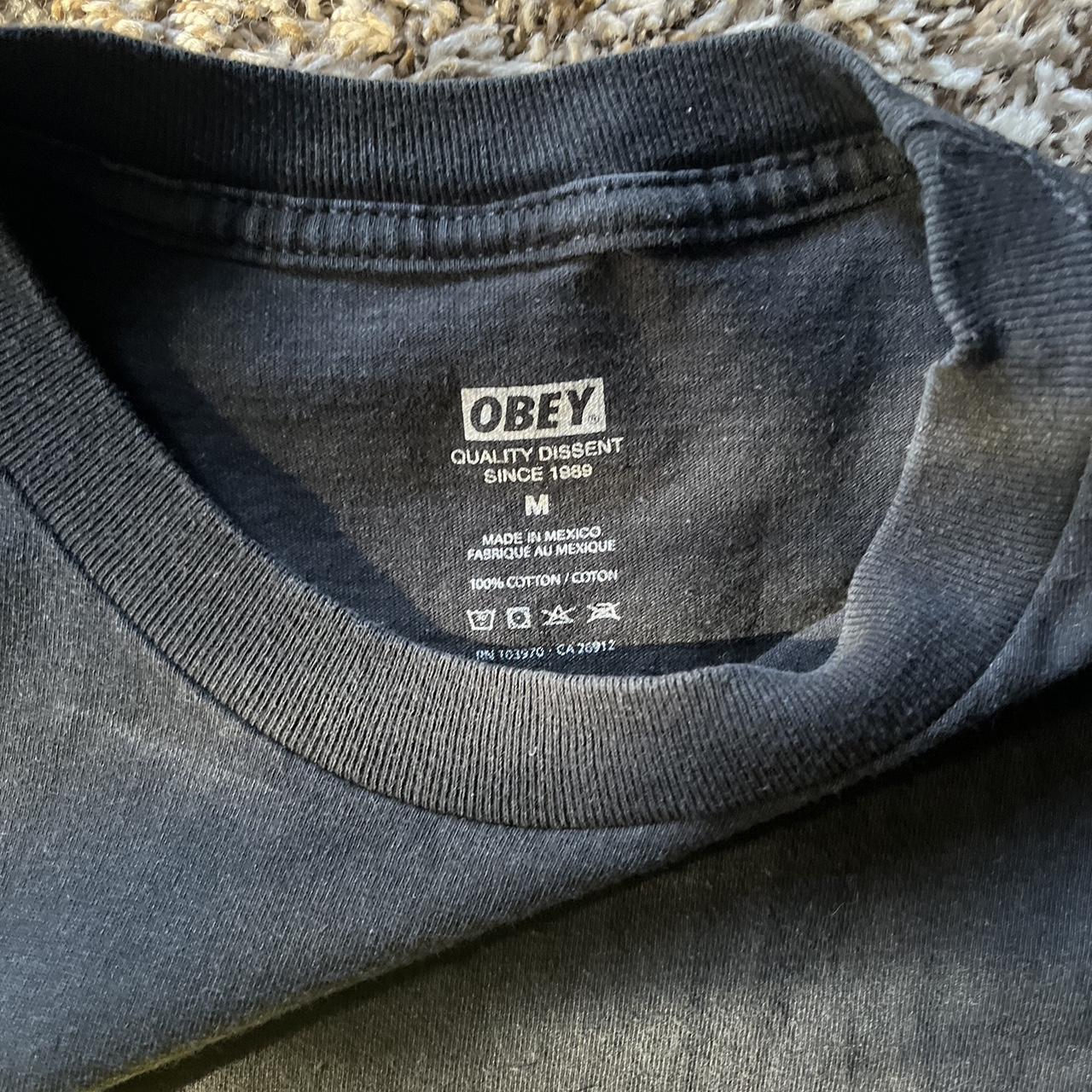 obey shirt, cool retro obey shirt simple luh flower... - Depop