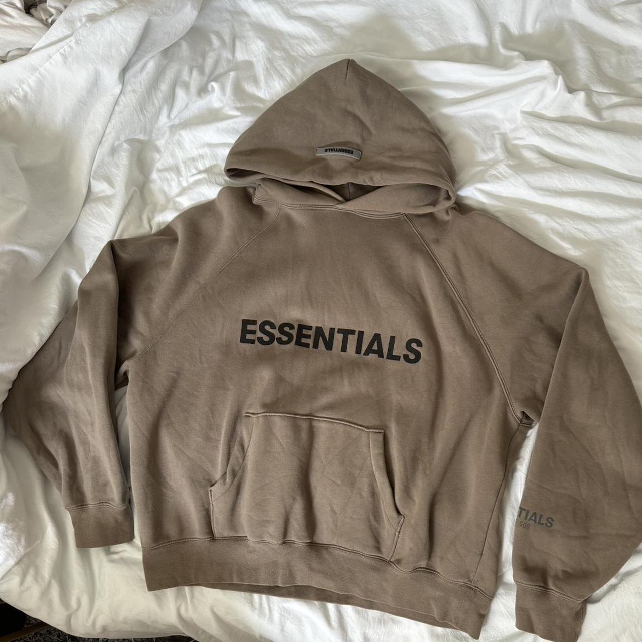 taupe oversized essentials hoodie #essentials... - Depop