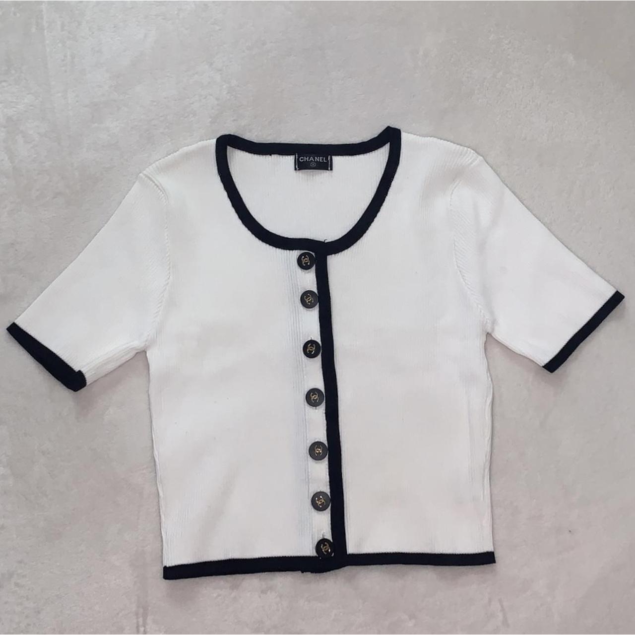 Chanel Women's White Crop-top | Depop