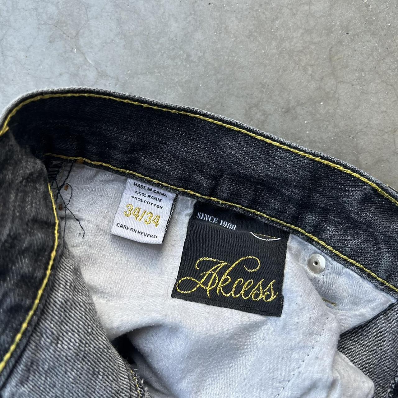 vintage akcess peace embroidered y2k jeans -... - Depop