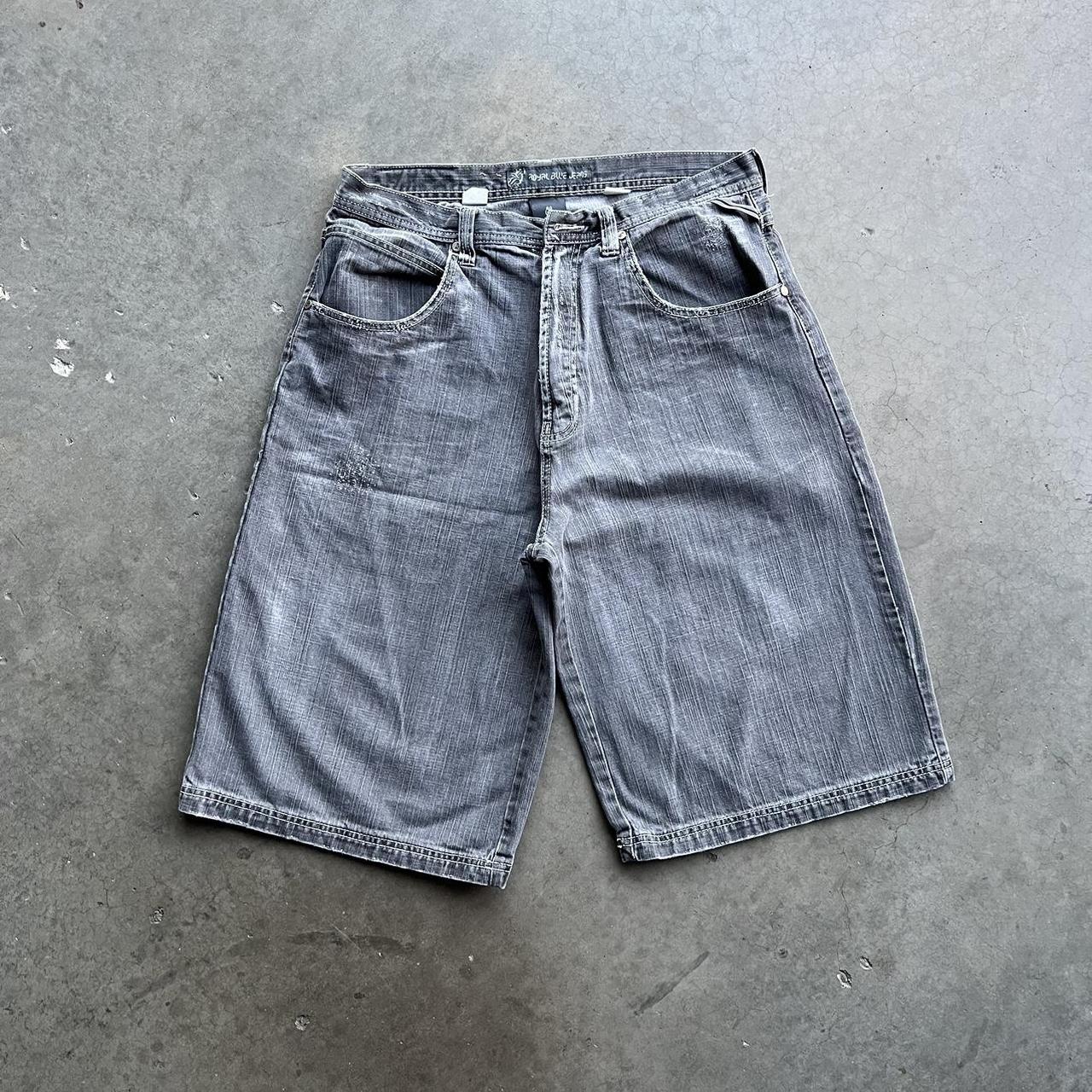 vintage baggy grey denim shorts - 1990s baggy... - Depop