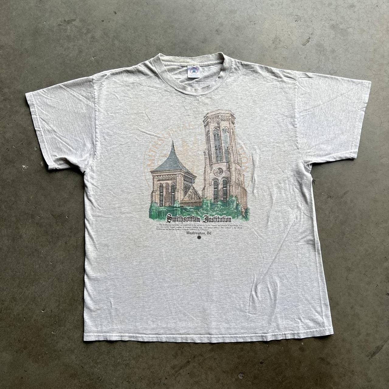 vintage smithsonian museum t shirt - 1990s boxy... - Depop