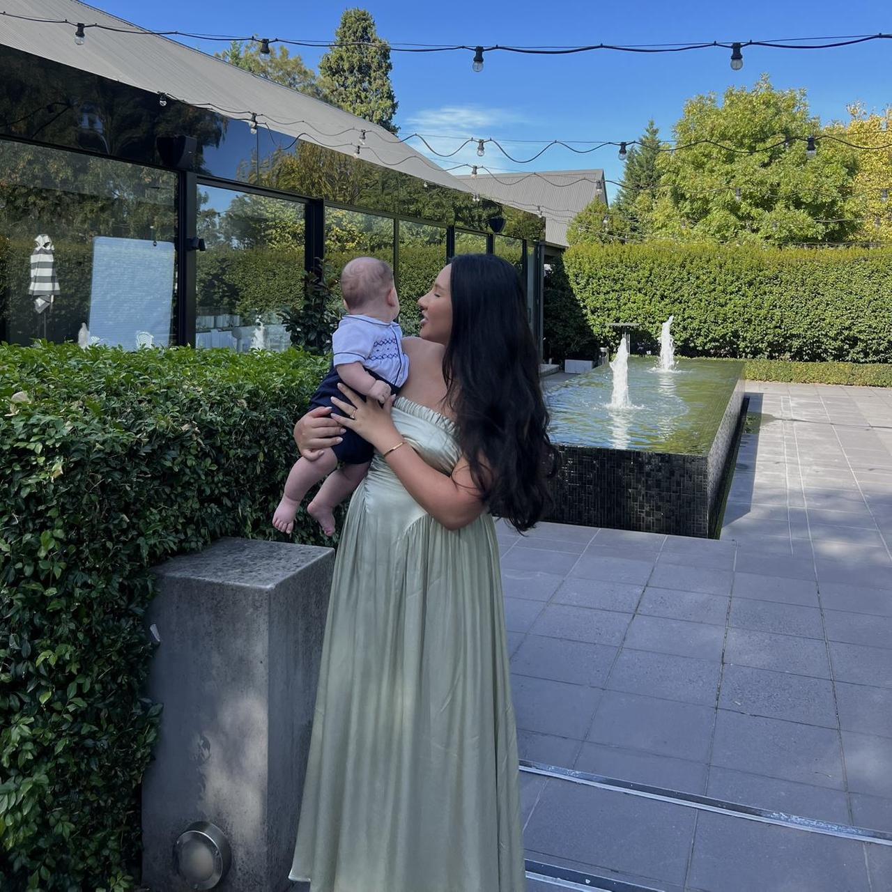 MESHKI COCO DROPPED WAIST MAXI DRESS SAGE Excellent... | Depop