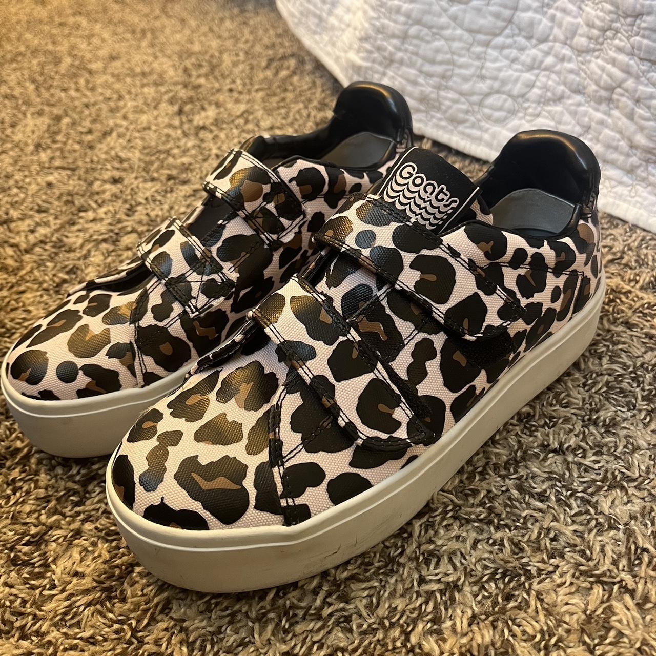Fun cheetah print Velcro “Goats” sneakers! Only worn... - Depop