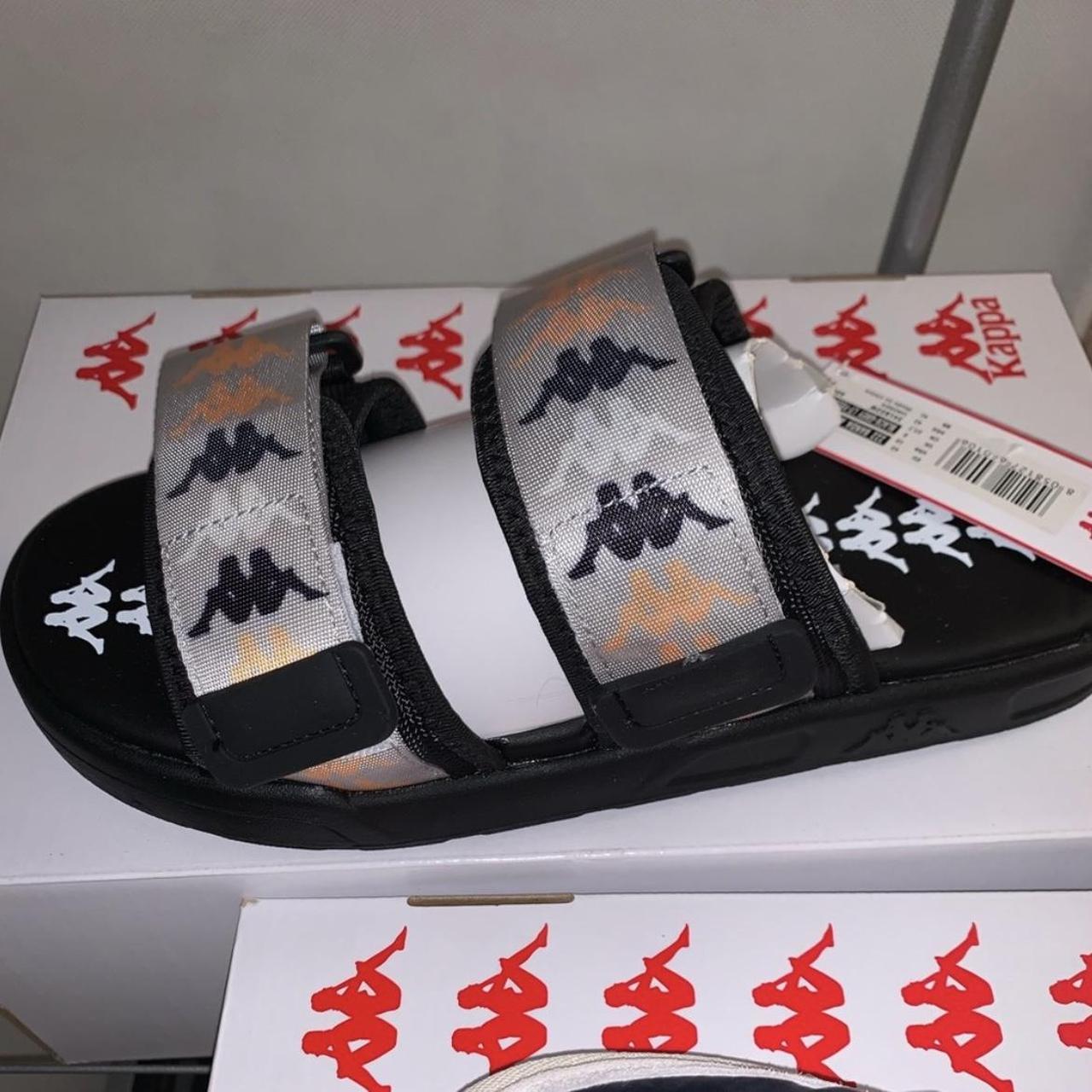Kappa slides 222 New never worn Black white orange... - Depop