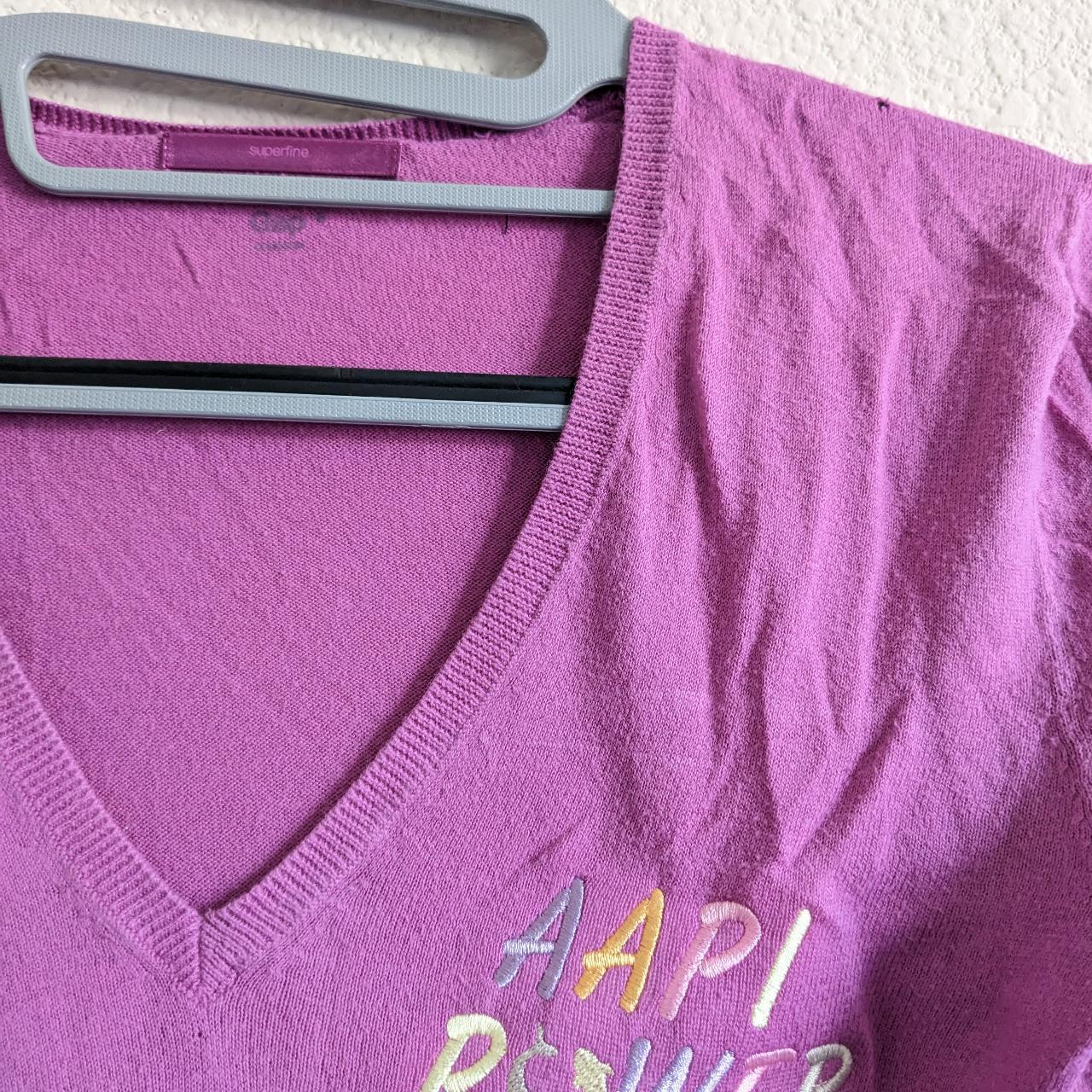 Embroidered AAPI Power Red Pink Vneck Sweater... - Depop