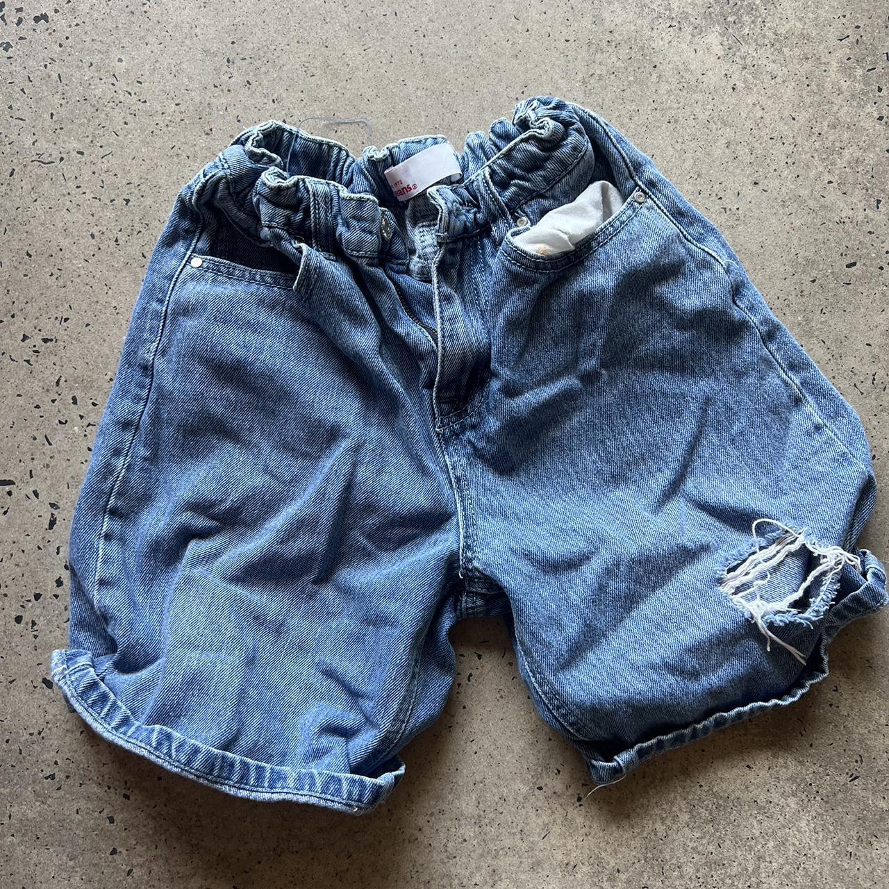 adjustable waist (kids) denim jorts (kids 14) - Depop