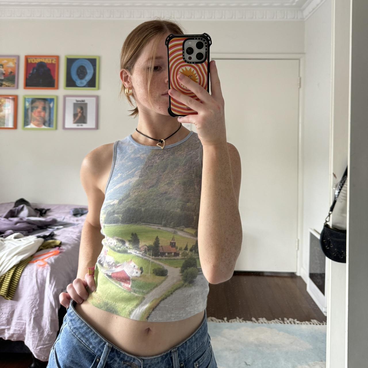 Basic Pleasures Mode graphic tank top. Open back.... - Depop