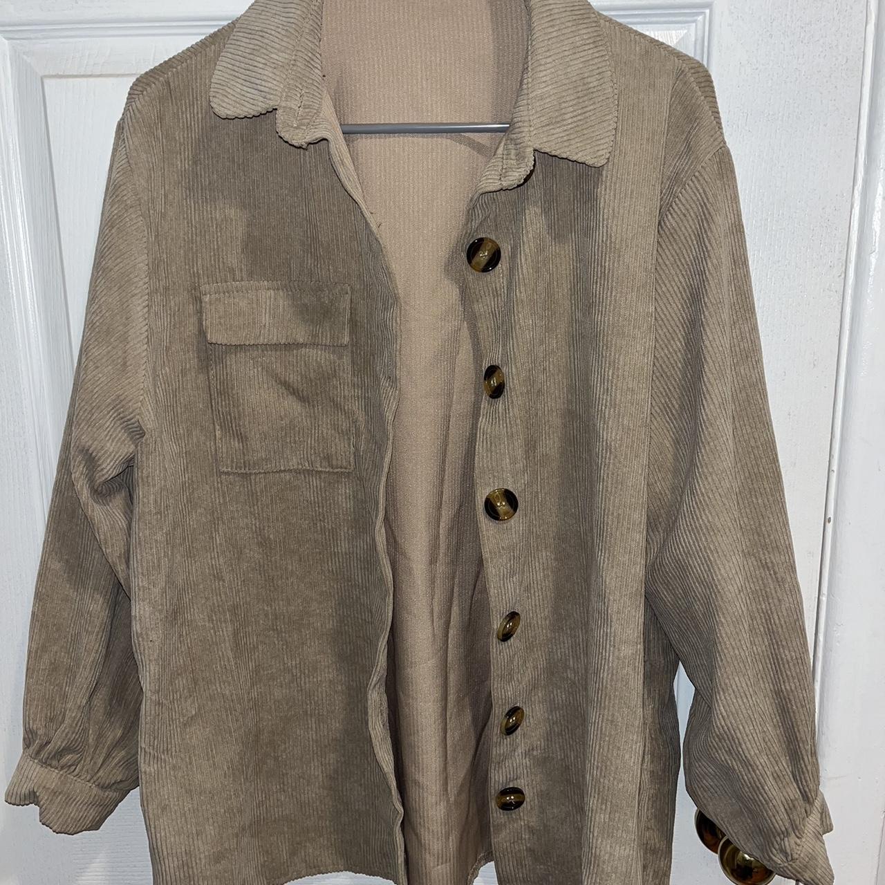 Nasty Gal tan shacket Size 6 - Depop