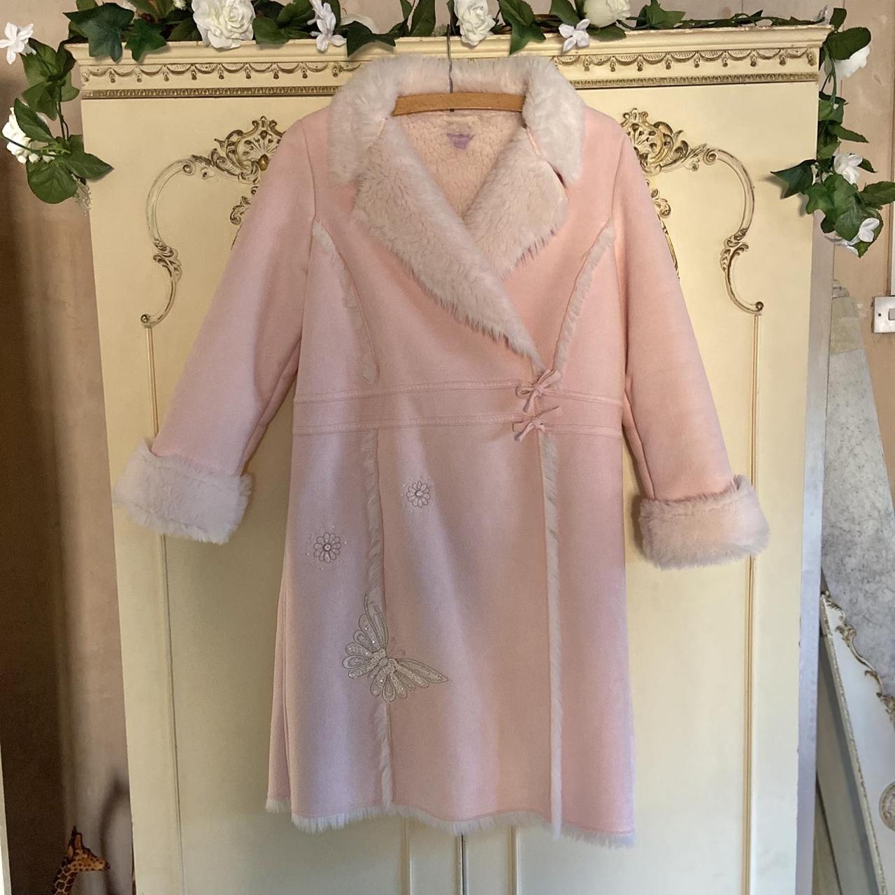 Cute pink winter coat 🌷 Monsoon kids faux suede... - Depop