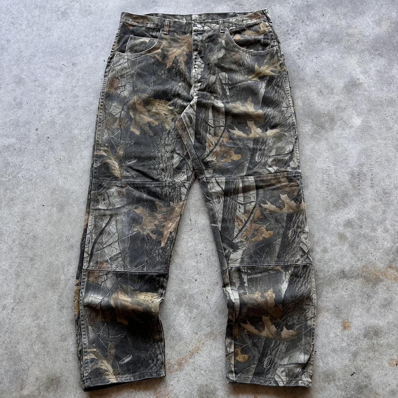 vintage y2k baggy wide leg double knee realtree camo... - Depop
