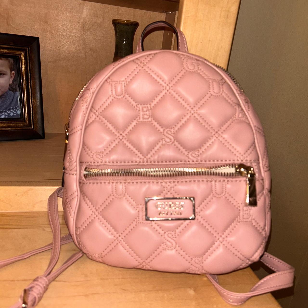 Pink Plush Guess Mini Backpack - Depop