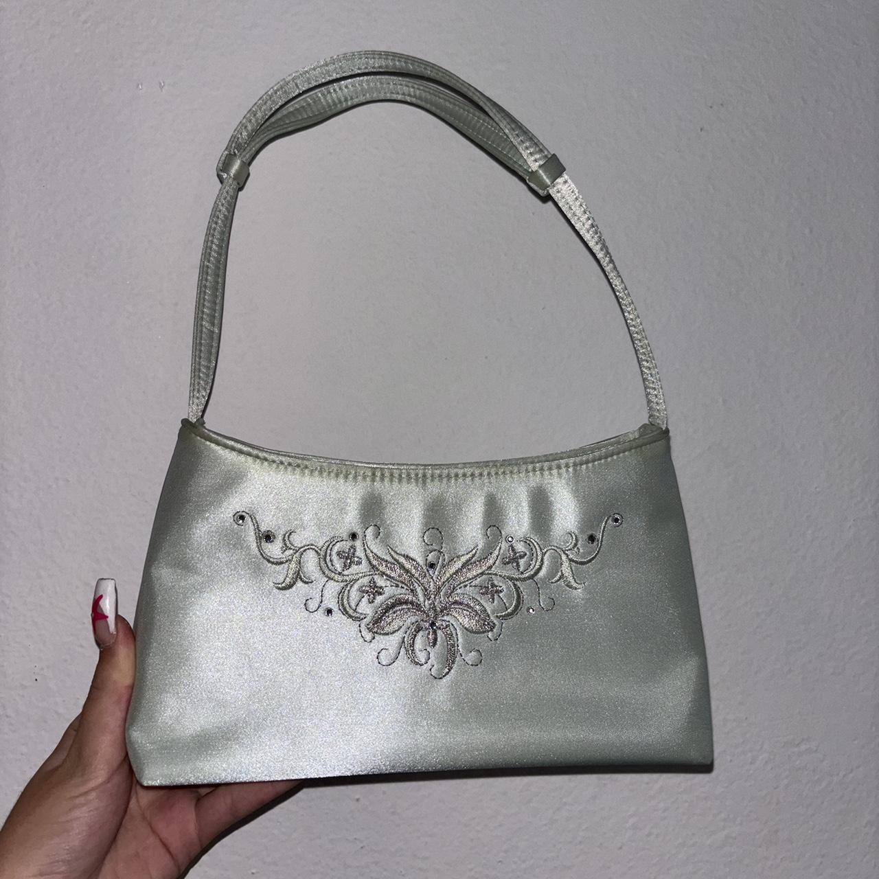 light green embroidered little purse sooooo cute - Depop