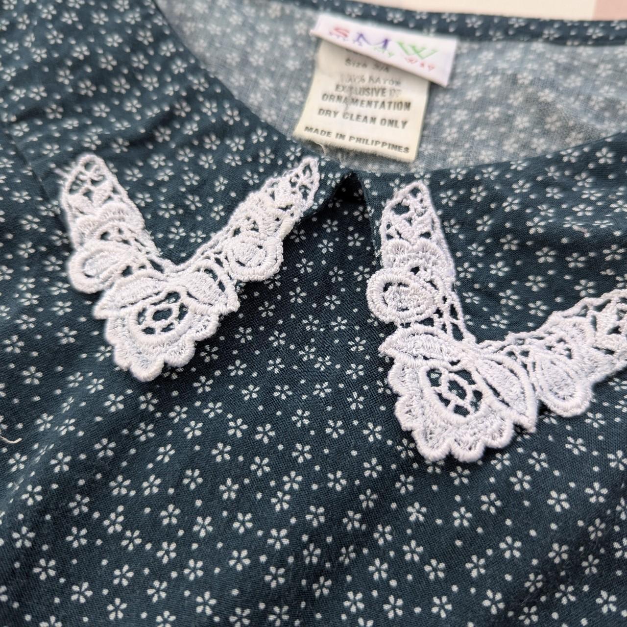 Vintage 90's SMW Style My Way Green & White Floral... | Depop