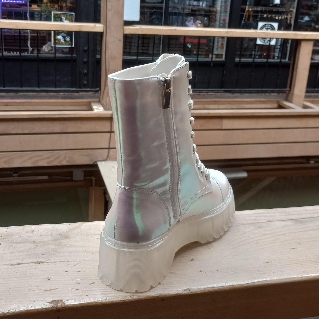 White Iridescent by Sparkl Fairy is a combat boot... - Depop