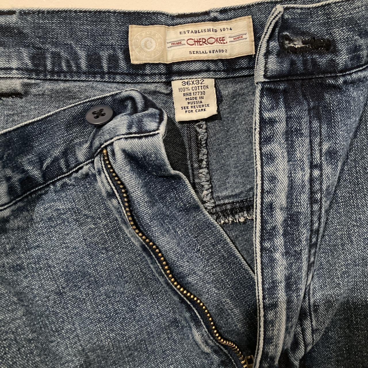 Cherokee jeans cargo pockets size 36x32 - Depop