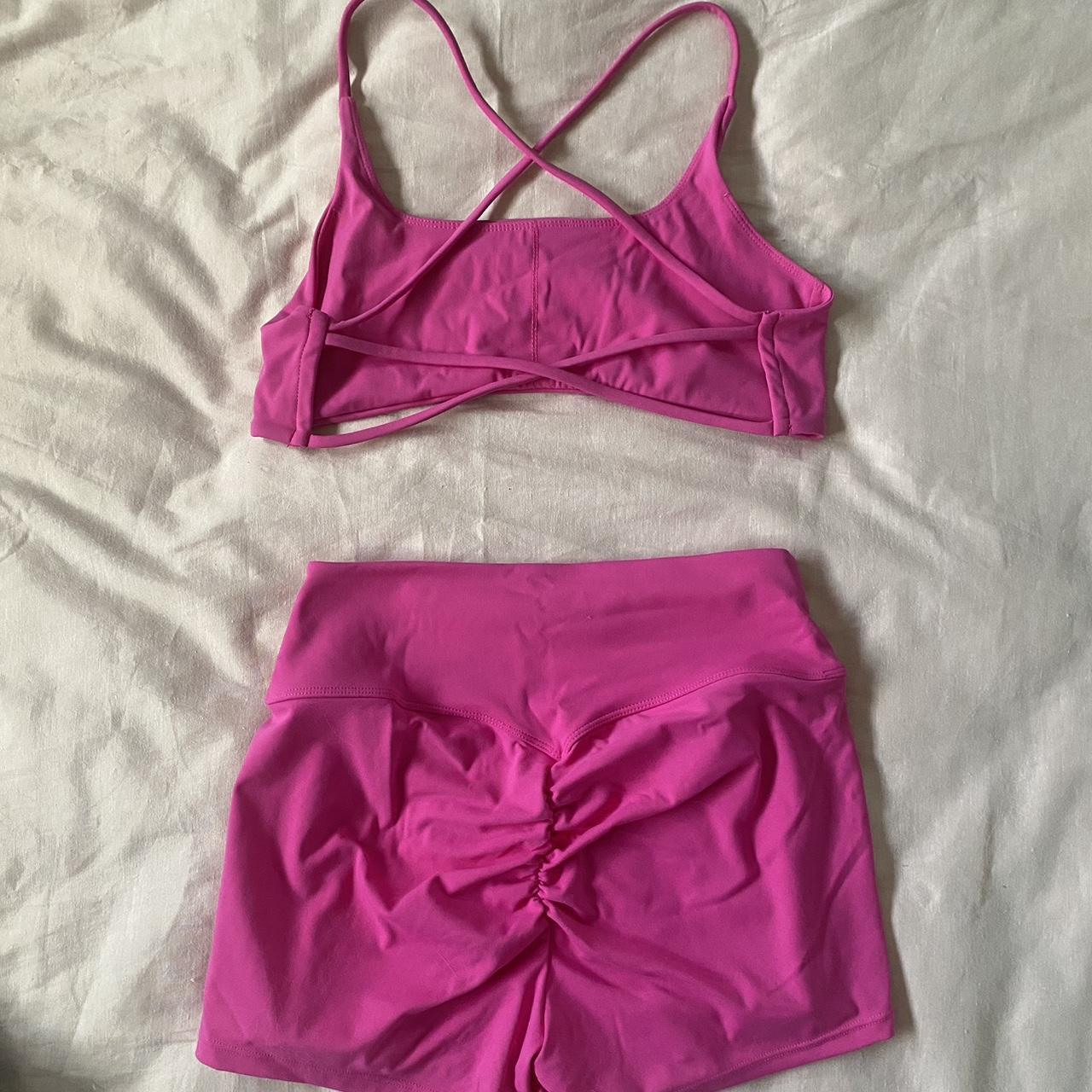 Pink activewear set Bra (cross back straps) &... - Depop